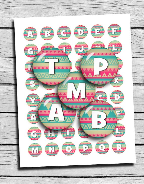 Alphabet Round 1 Inch Images 25mm 20mm With Ethnic Background | Etsy