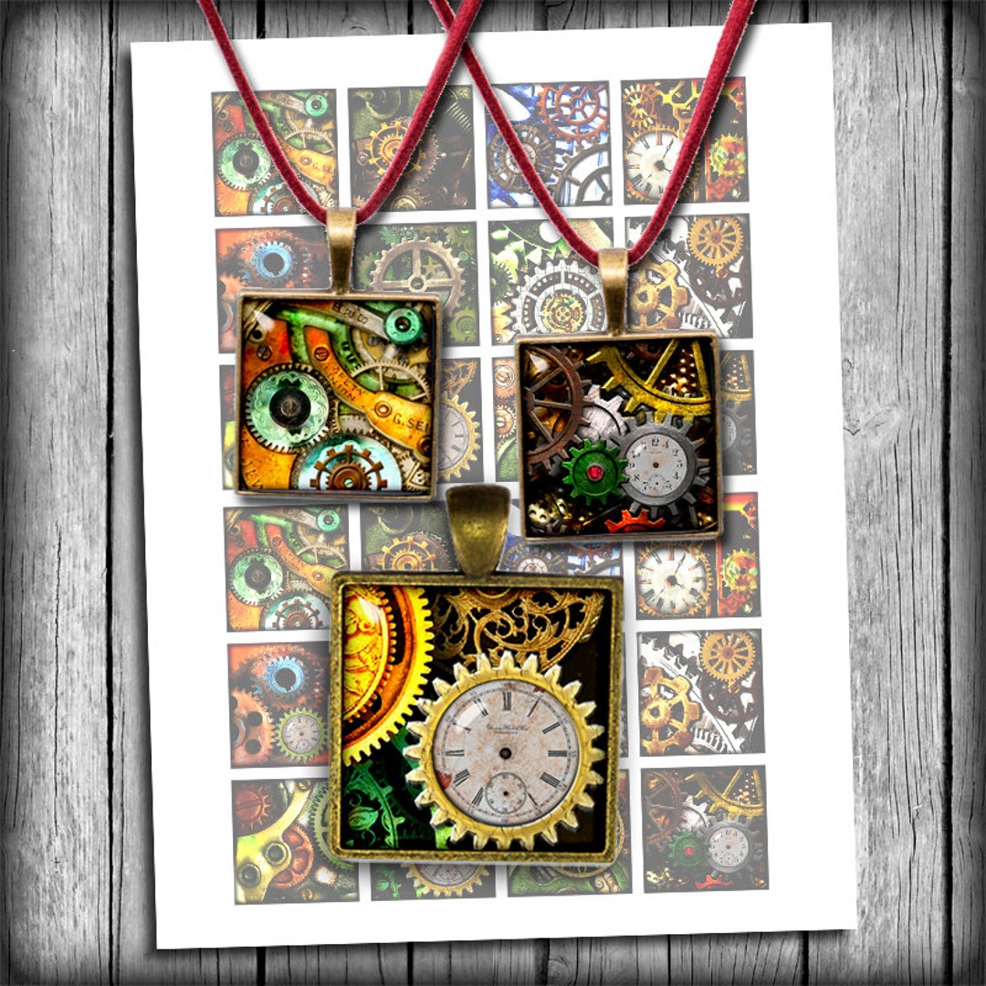 Steampunk Square Printable Images 1x1" 1.5x1.5" for Pendants, Magnets ...