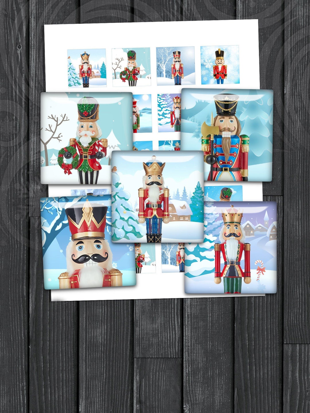 Printable Christmas Nutcrackers1x1" and 1.5x1.5" Square Images Digital ...