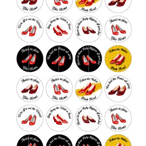 Ruby Slippers - Digital Collage Sheet 1" 25mm 1.313" 1.5" Button Images ...