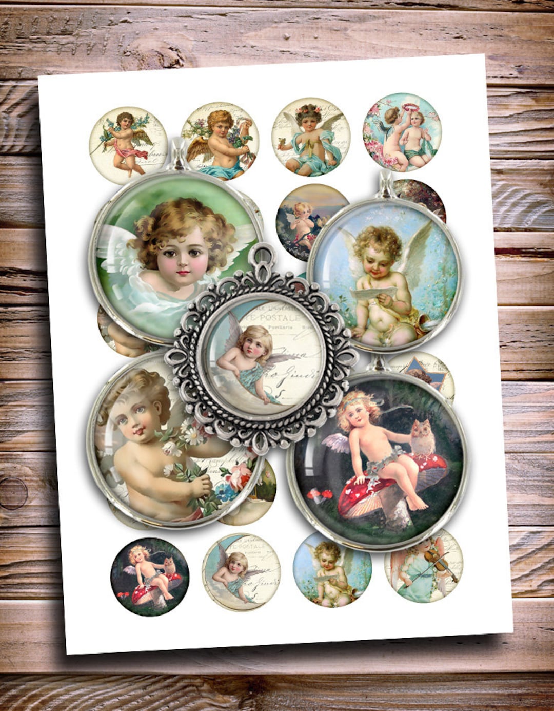 Victorian Angels Printable 20mm 1 Inch 25mm 1.5 Inch Cherubs Images for ...