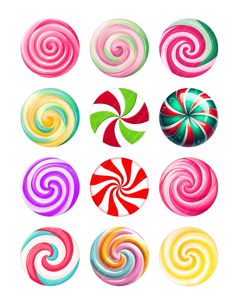 Christmas Peppermint Candy Digital Collage Sheet 40mm, 30mm, 2 Inch, 1. ...
