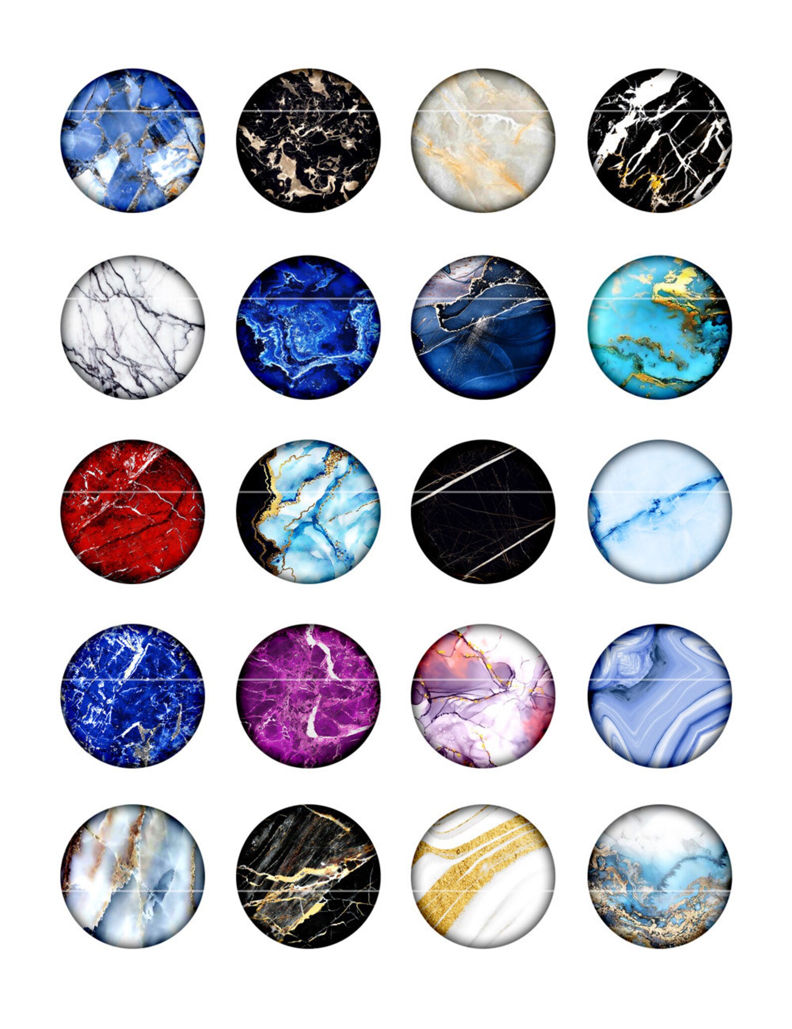 Digital Collage Sheets Marble Texture 10mm 12mm 14mm 16mm 18mm | Etsy