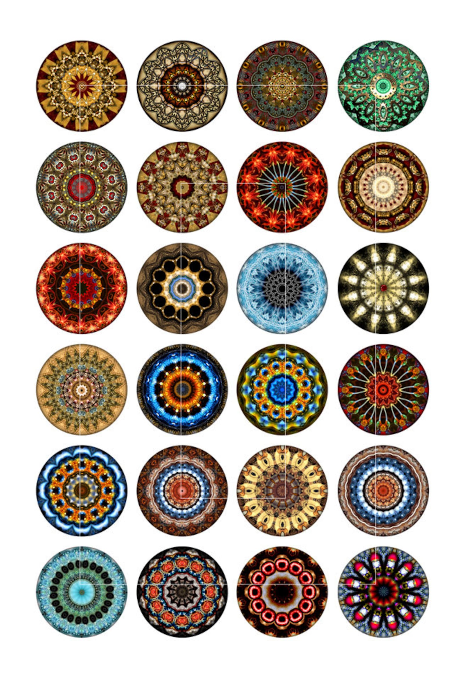 Kaleidoscope Designs - Digital Collage Sheet 1", 25mm, 1.5" Printable ...
