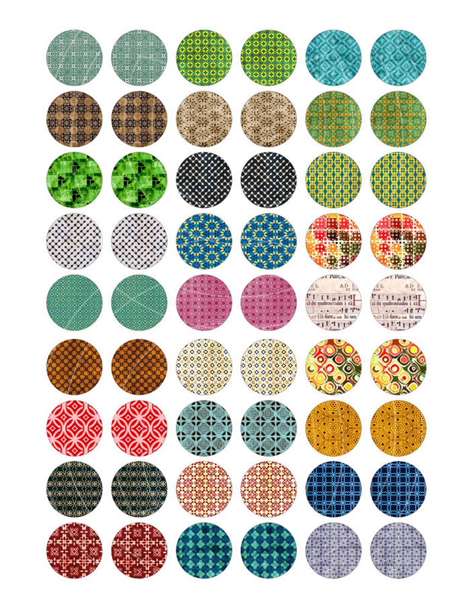 Rhapsody Patterns Digital Collage Sheets 1 Inch 20mm 18mm - Etsy