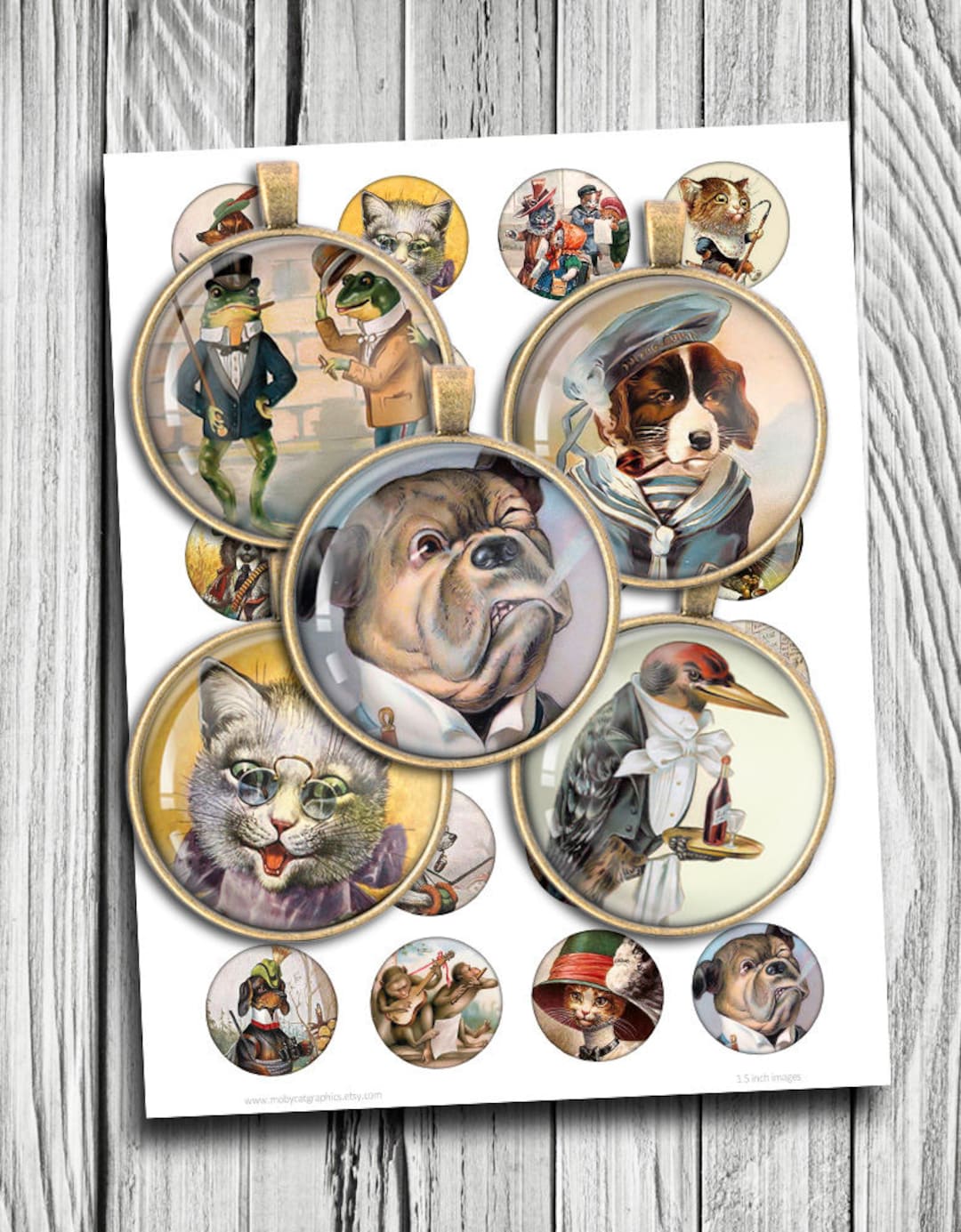 Victorian Animals Digital Collage Sheet 20mm 25mm 1inch 1.5 Inch ...