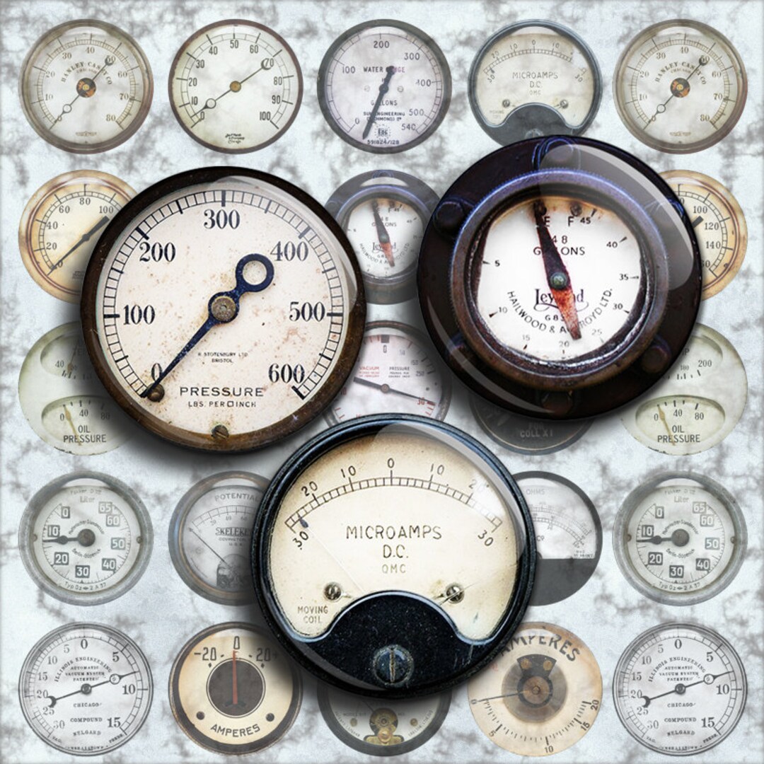 Industrial Steam Gauges Images – Jewelry Making Collage Sheet (digital ...