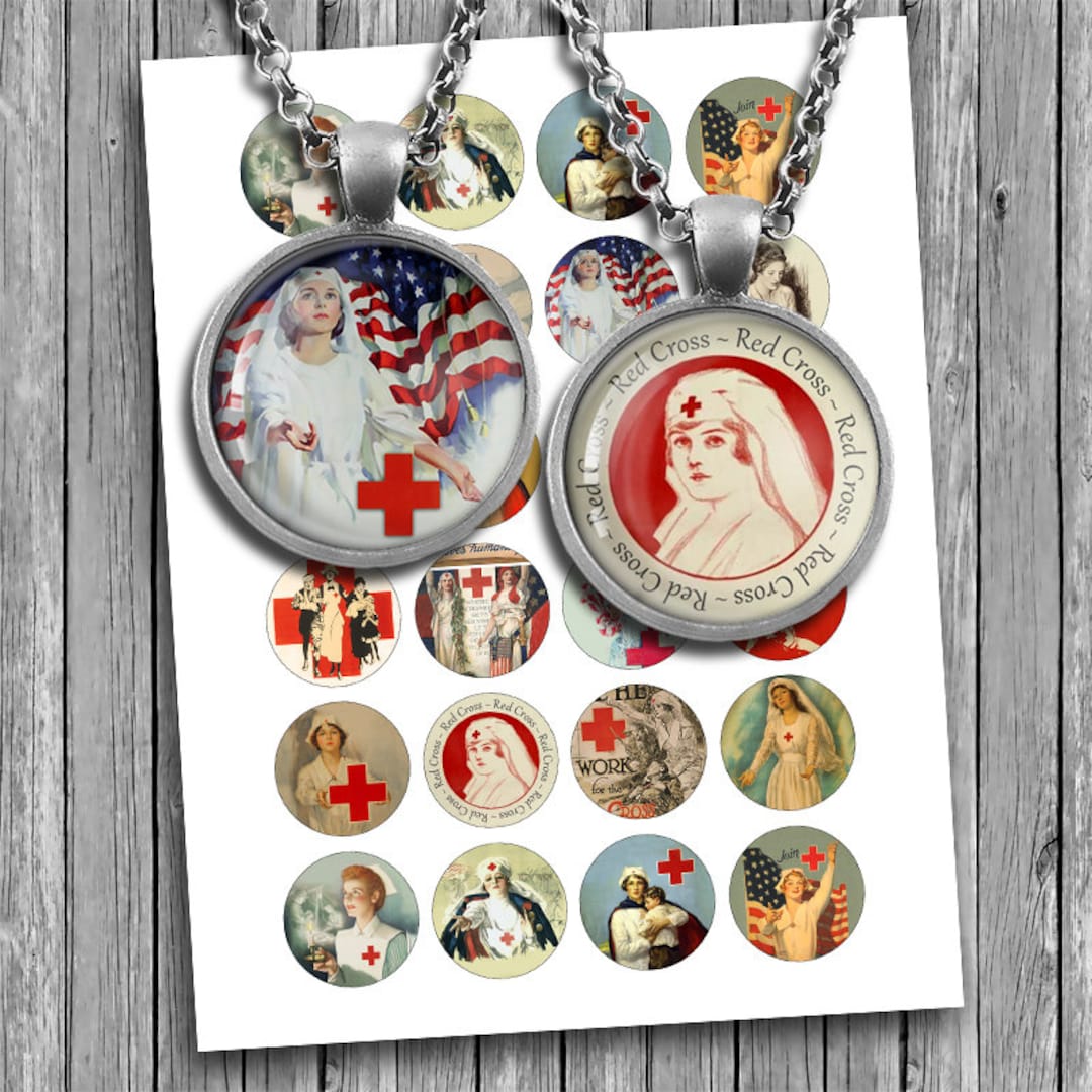 Vintage Nurses Digital Collage Sheet Posters WW1 Circle Images 1", 30mm ...
