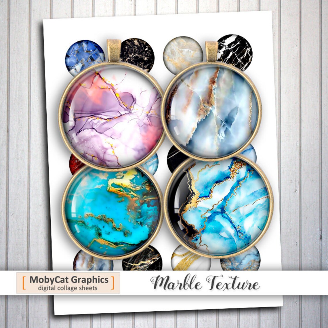 Digital Collage Sheets Marble Texture 10mm 12mm 14mm 16mm 18mm - Etsy