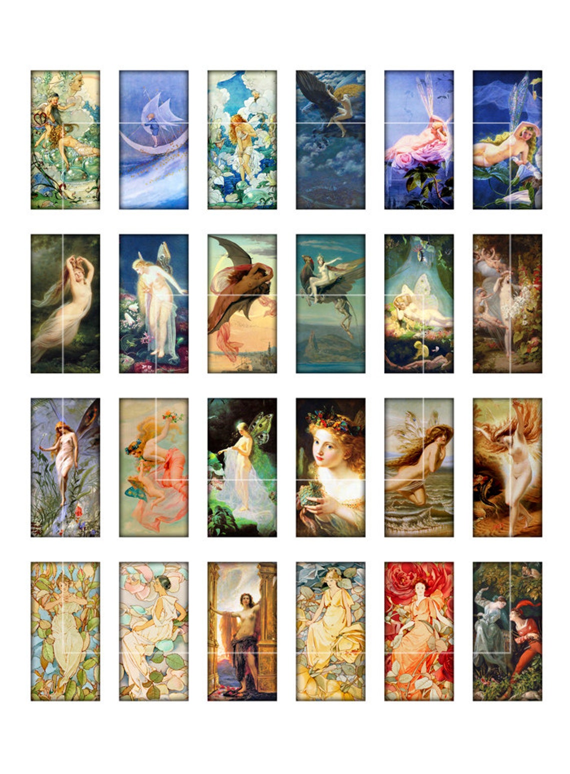 Fairy Collage Sheet 1x2 Inch, 0.75x1.5 Inch Printable Rectangle Fairy ...