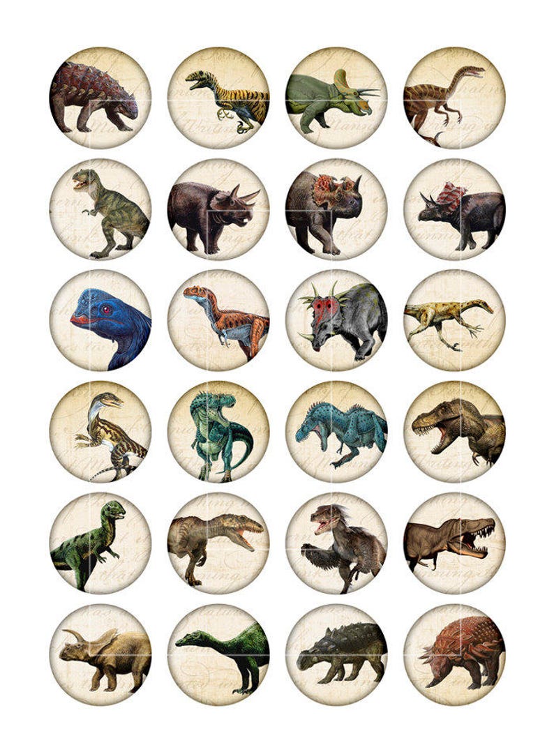Dinosaurs Circle Images 20mm 18mm 16mm 12mm 10mm Printable Images for ...