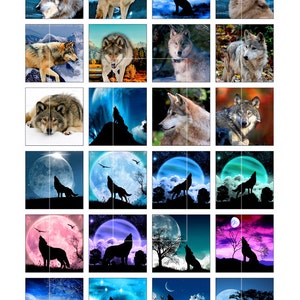 Wolves Square Images - Instant Download 1.5x1.5 Inch 1x1 Inch Printable ...