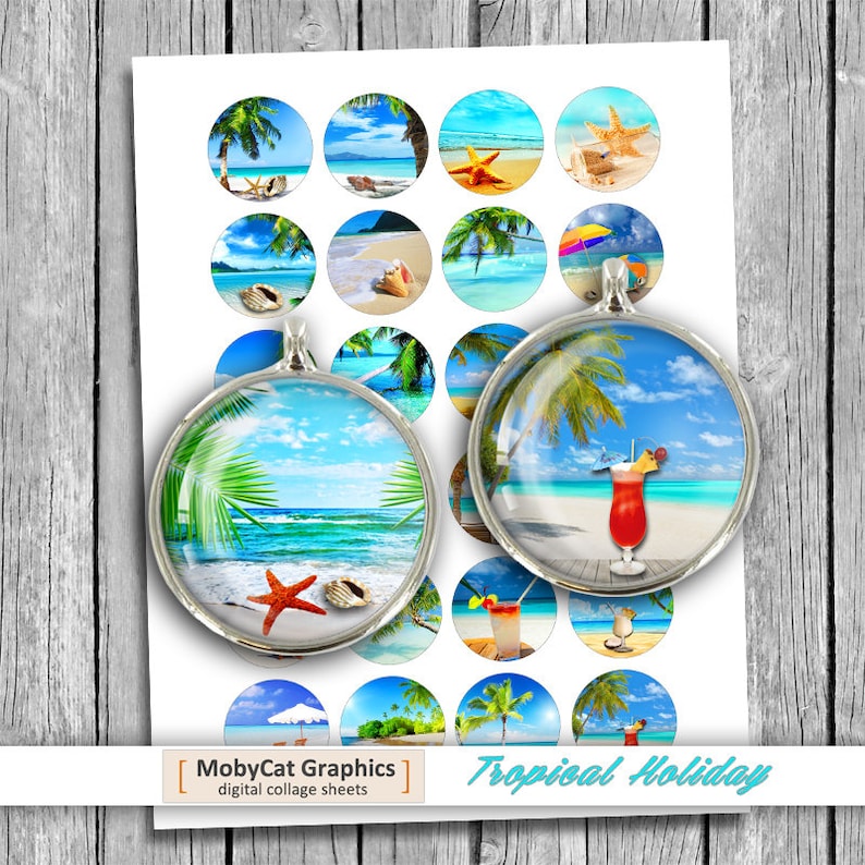 Tropical Holiday 1 25mm 30mm 1.5 Printable Circle - Etsy