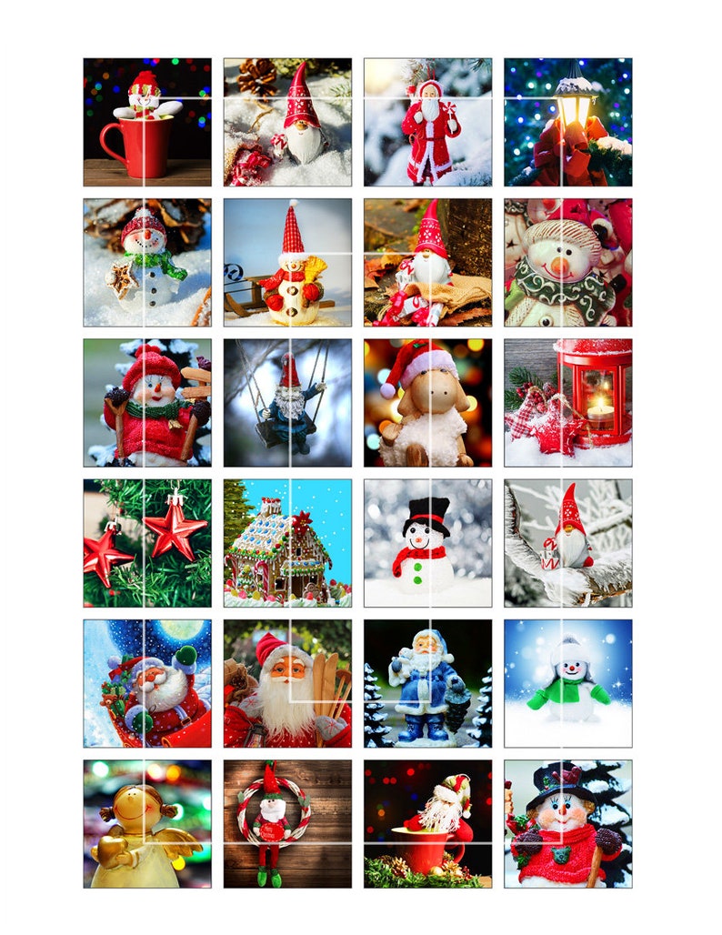 1x1 Inch 1.5x1.5 Inch Christmas Printable Square Images for Jewelry ...