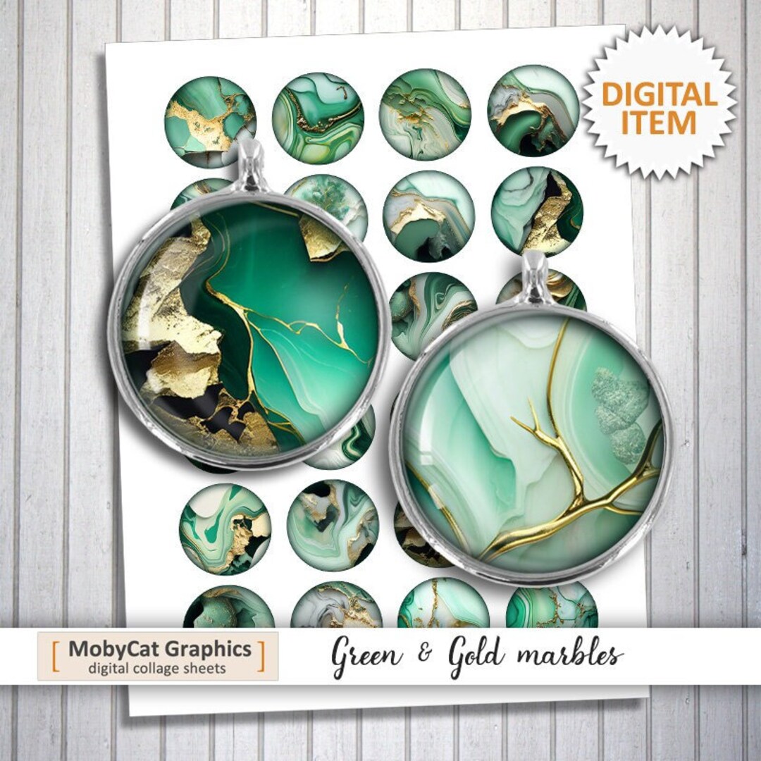 Green and Gold Marbles 20 Mm 25 Mm 30mm 1 Inch 1.5 Inch for Bottlecaps ...