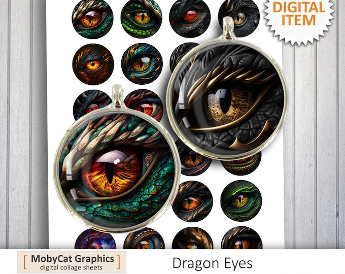 Dragon Eyes Collage Sheet, Creature Eyes, Cat Eyes, Cabochon Bottle Cap ...
