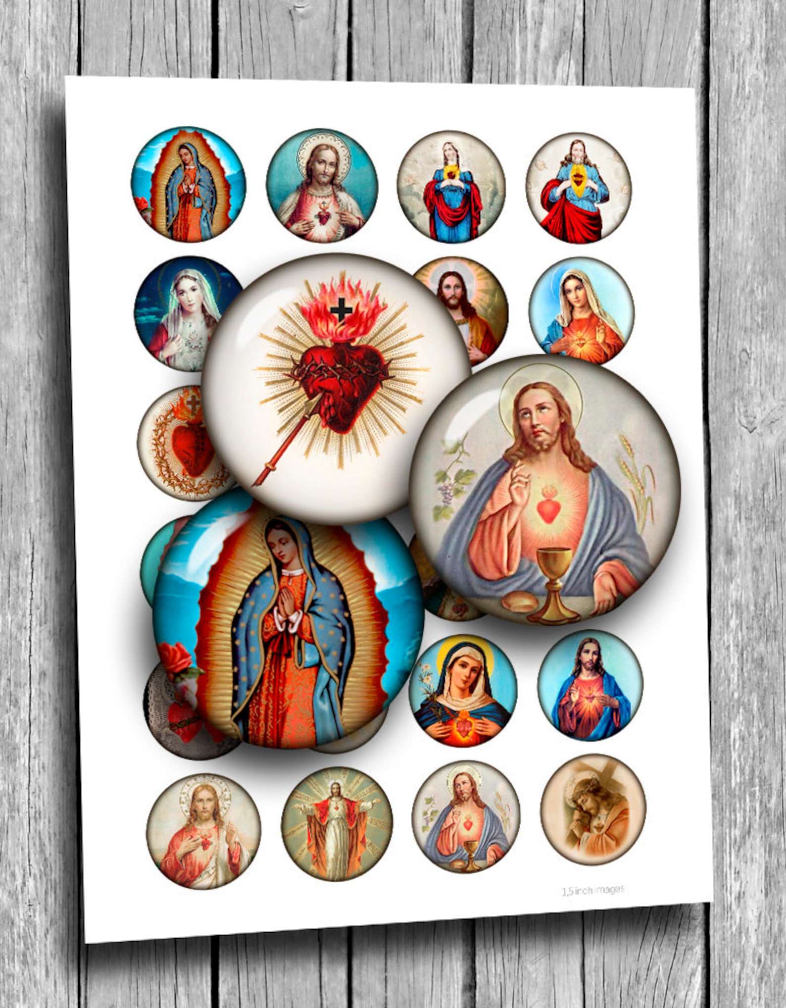 Religious Circles 18mm 20mm 25mm 1 Inch 1.5 Inch Sacred Heart Printable ...