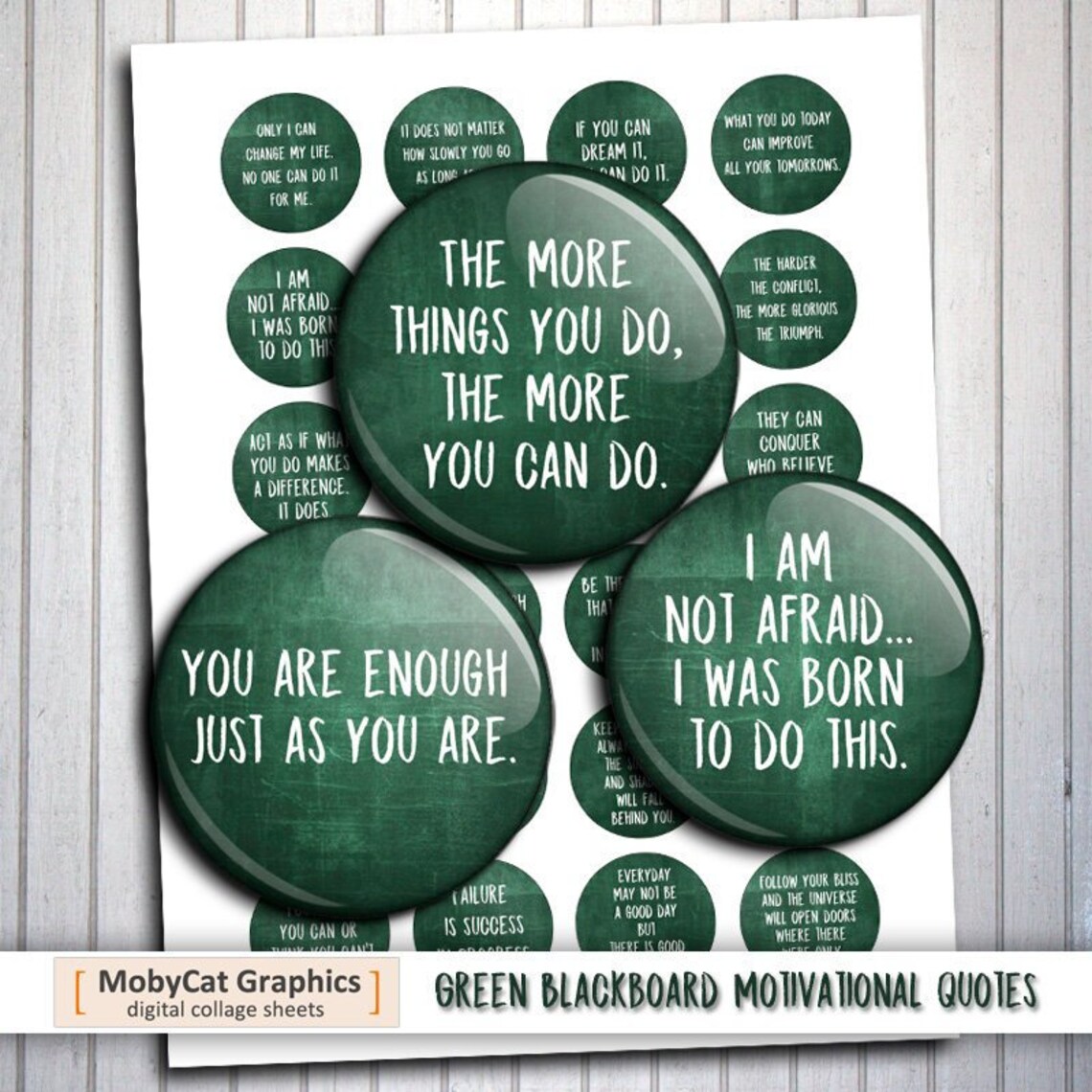 Green Blackboard Motivational Quotes 25mm 1 Inch 1.5 Inch Round Images ...