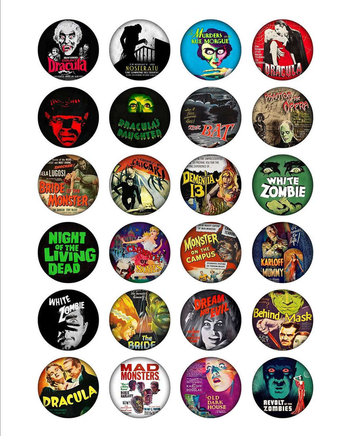 Horror Movie Posters Digital Collage Sheet 2", 1.313", 1", 1.5 ...