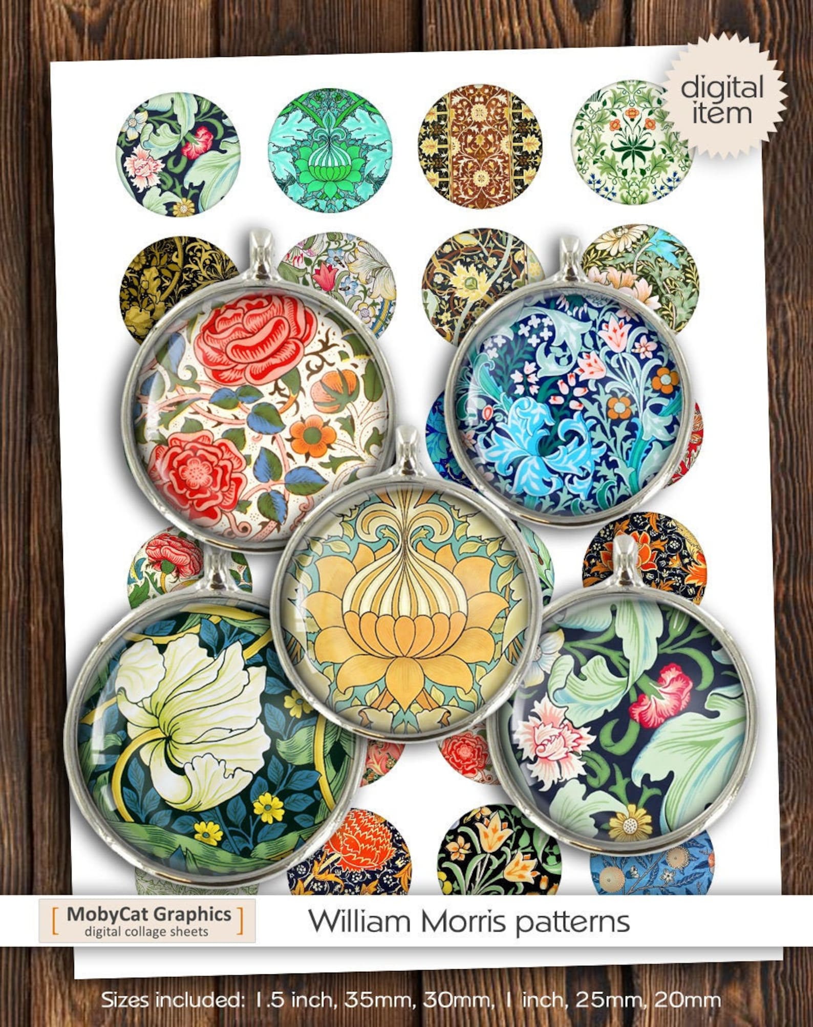 William Morris Printable Patterns 10mm 12mm 14mm 16mm 18mm - Etsy