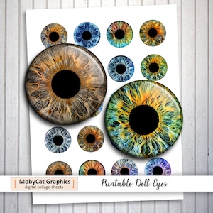 Printable Dolls Eyes 10mm 12mm 14mm 16mm 18mm Round Images Eye Pupils ...