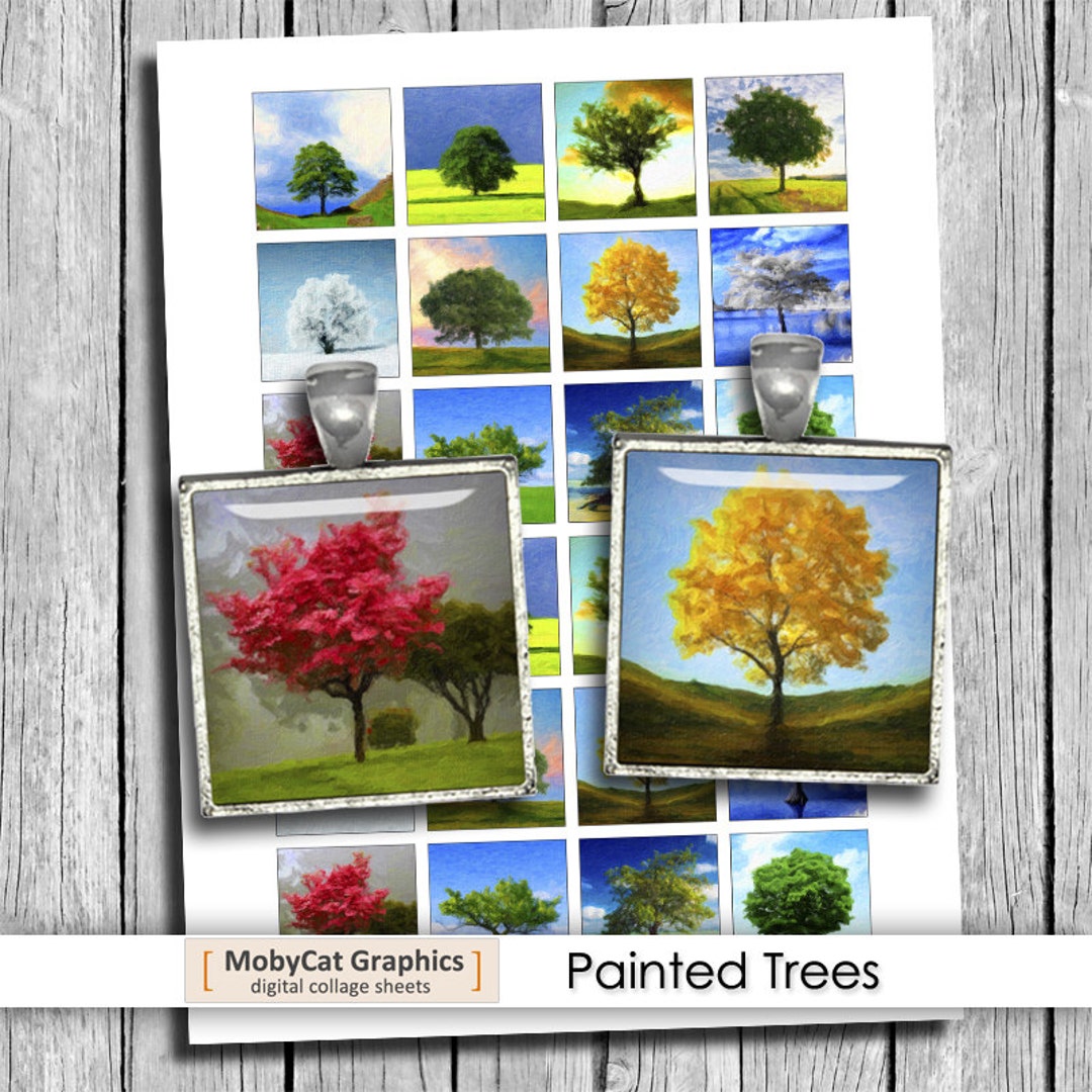 Trees 1x1 Inch 1.5x1.5 Inch Square Images Printable Tree Images Digital ...