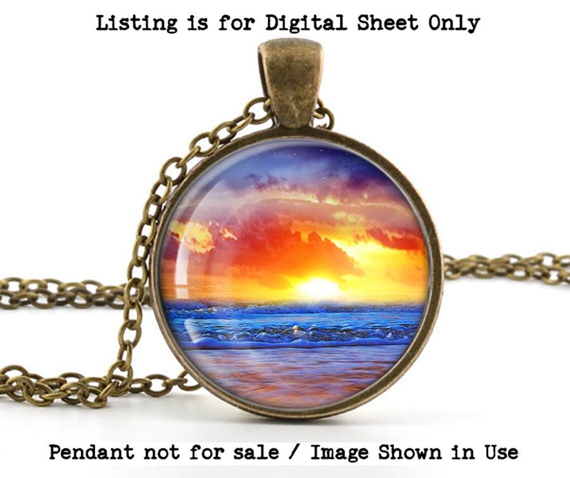 Sunset Digital Collage Sheet 20mm 30mm 40mm 25mm 1" 1.5" Round Circles ...