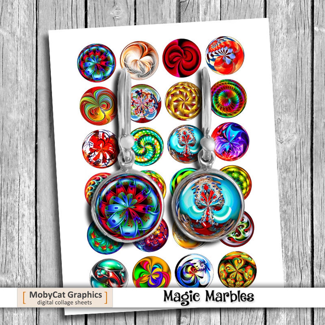 Magic Marbles Circle Images – Jewelry Making Collage Sheet (digital ...
