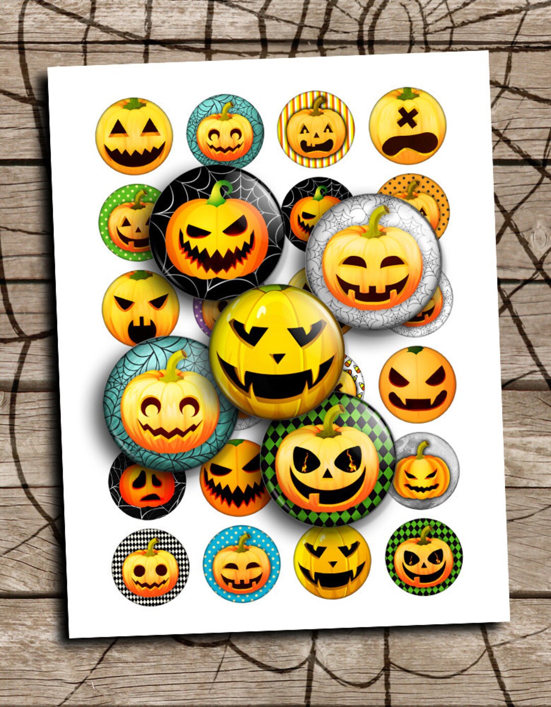 Pumpkin Round Circles 12mm 25mm 1.5" 1" Halloween Printable Digital ...