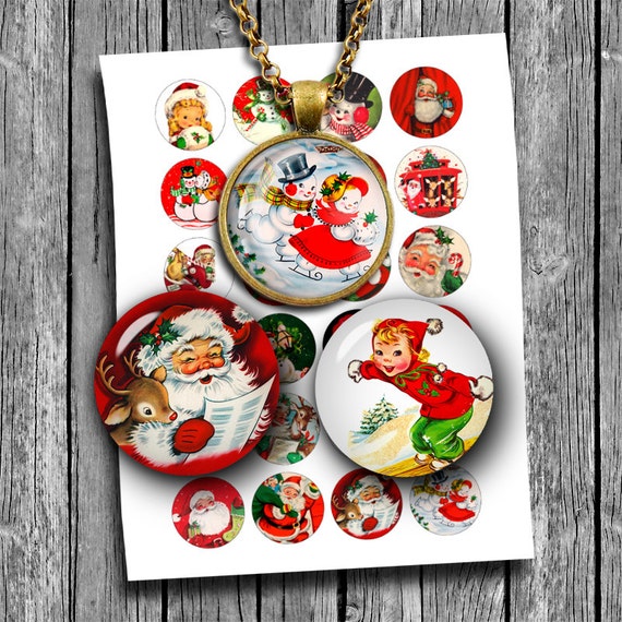 Vintage Christmas Printable Circle Images for Scrapbooking - Etsy