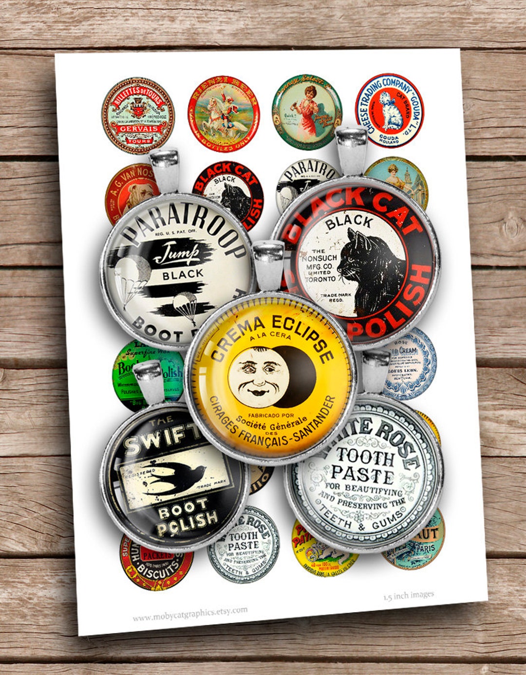 Antique Tin Box Labels 35mm 25mm 12mm 1 Inch 1.5 Inch Digital Collage ...