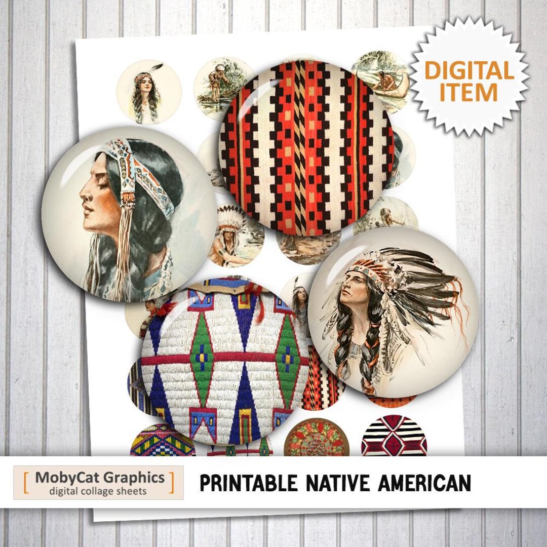 Native American Collage Sheet Circles 1.5" 30 Mm 1" 25 Mm 20mm for ...