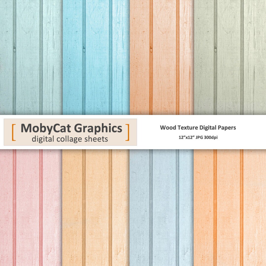Wood Texture Digital Papers 12"x12" Pastel Shades Wood Digital Papers ...