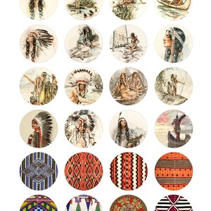 Native American Collage Sheet Circles 1.5" 30 Mm 1" 25 Mm 20mm for ...