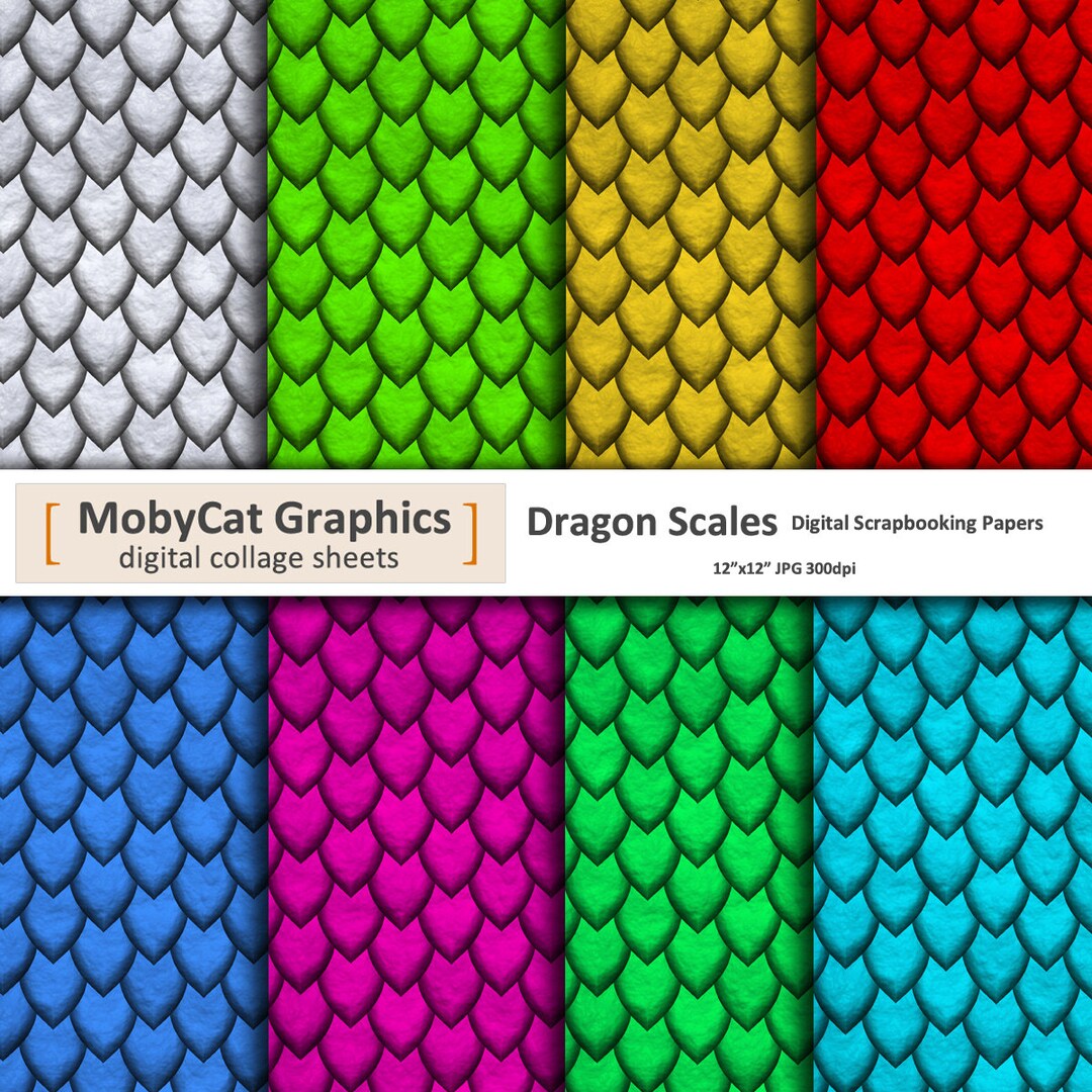 Dragon Scales Digital Scrapbooking Papers 12x12 Dragon Skin Digital ...