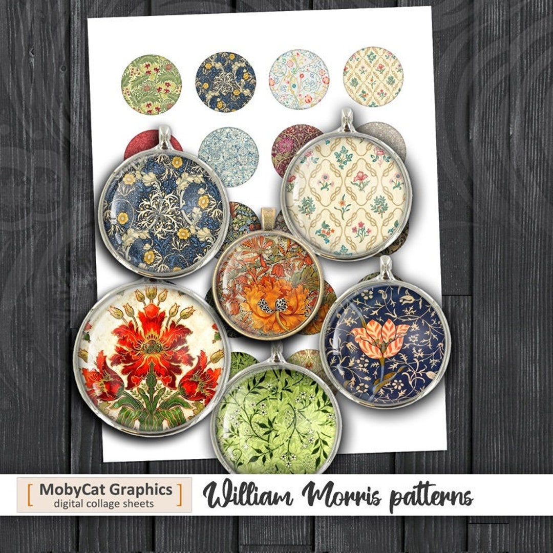 William Morris Printable Patterns 10mm 12mm 14mm 16mm 18mm Circle ...