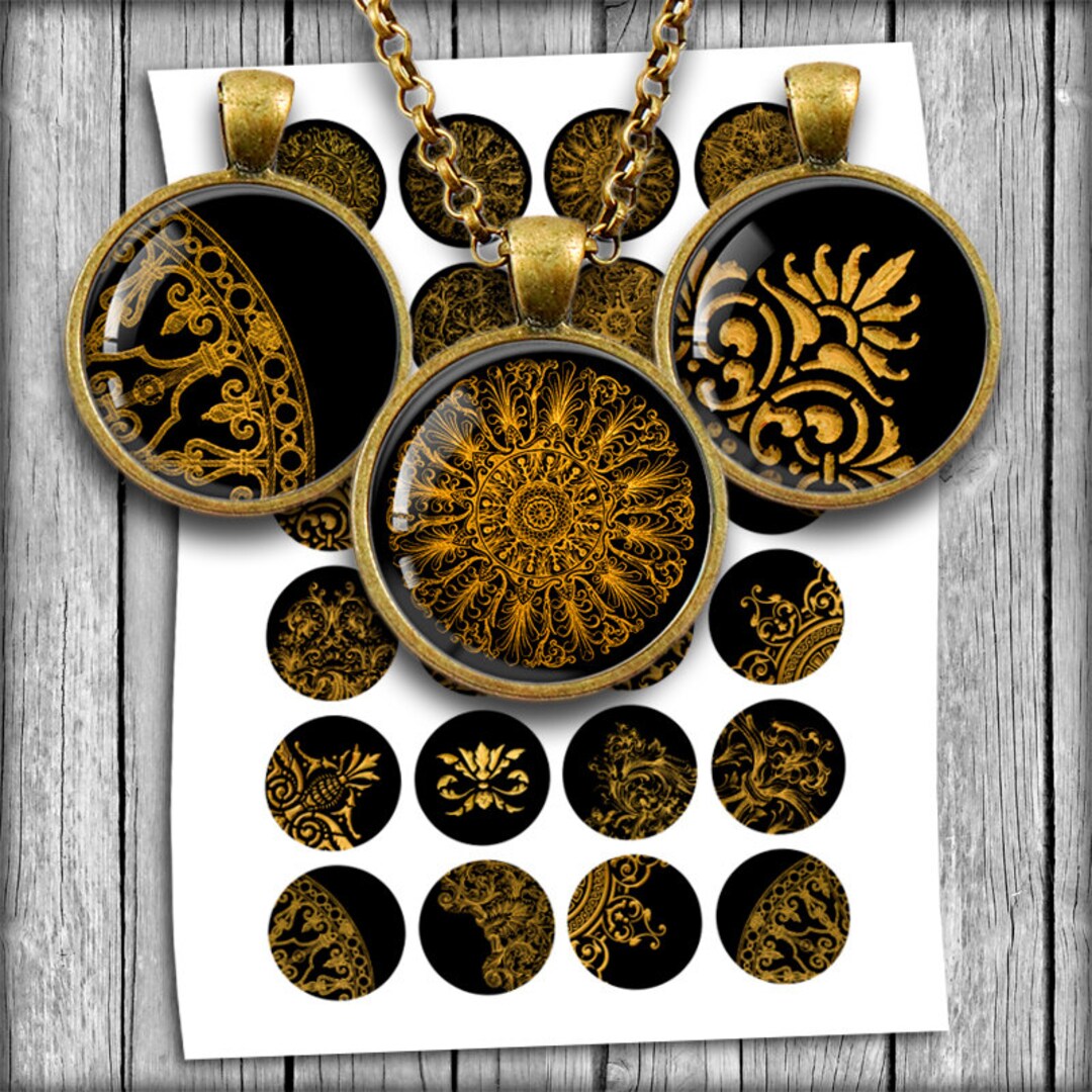 Golden Victorian Ornaments Circles for Jewelry Making, Scrapbooking 1 ...