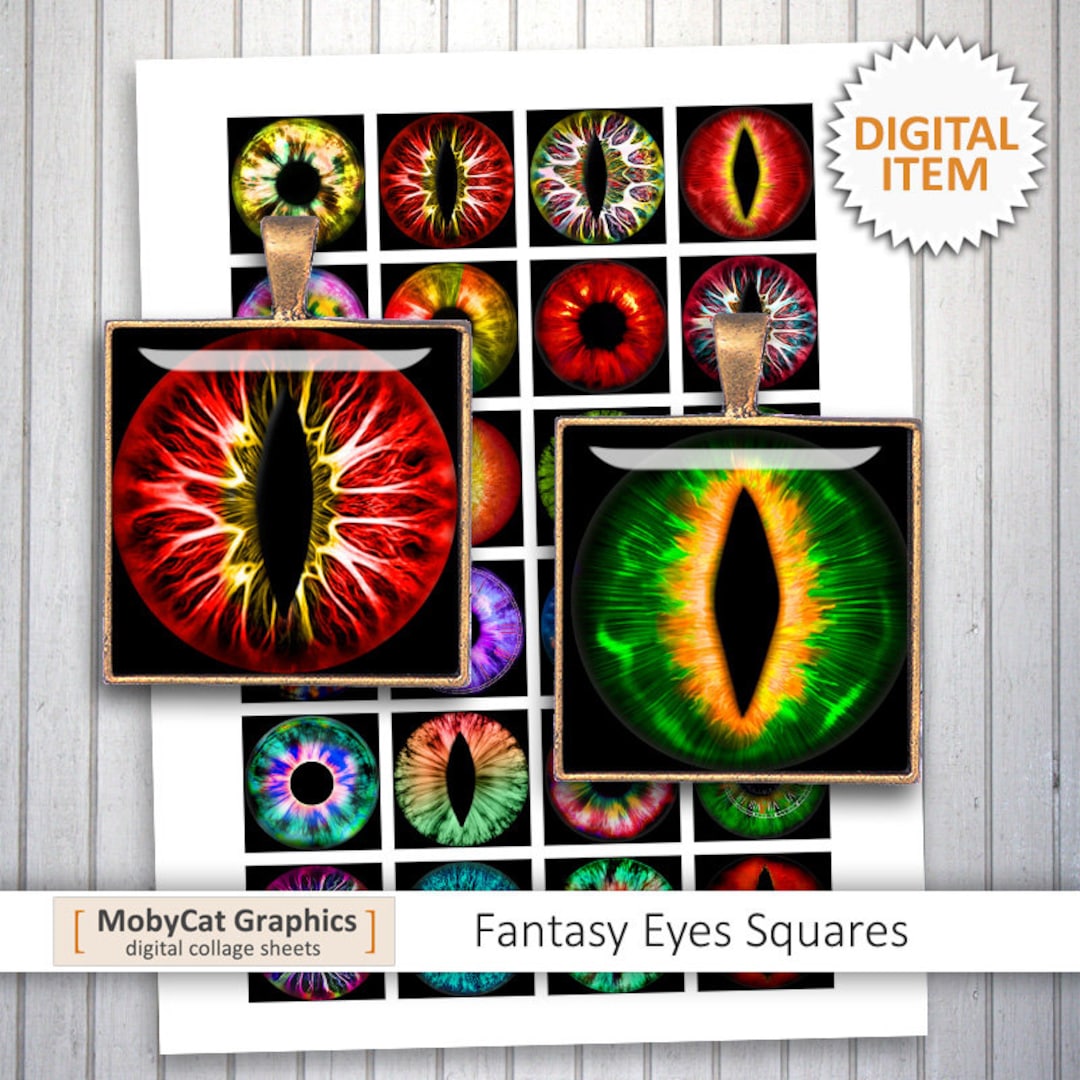 Square Printable Fantasy Eyes 25mmx25mm 1"x1" 1.5x1.5" Printable Eyes ...