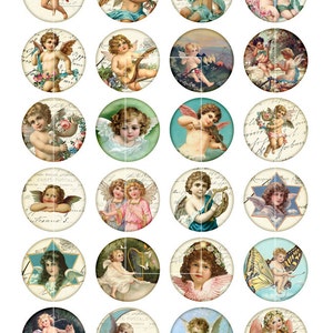 Victorian Angels Printable 20mm 1 Inch 25mm 1.5 Inch Cherubs Images for ...