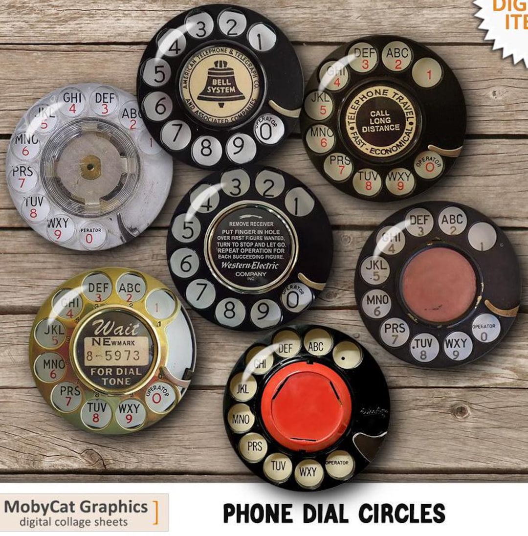 Vintage Phone Dials Digital Collage Sheet Rounds for Junk Journals ...