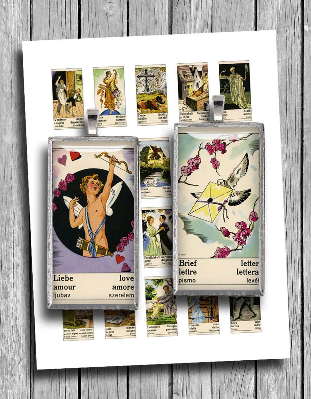 Gypsy Cards 1x2 Inch Fortune Telling Cards Printable Rectangle Domino ...