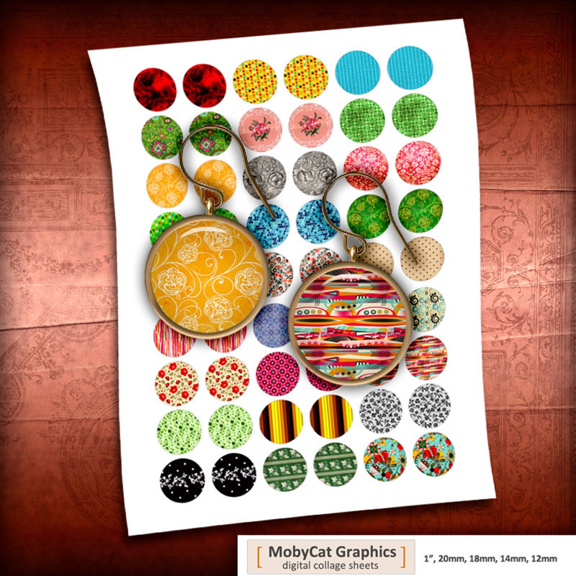 Colorful Seamless Patterns Digital Collage Sheet 18 Mm 1.5 - Etsy