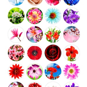 Circle "flowers" Printable Images 1 Inch, 25mm, 1.5 Inch for Jewelry ...