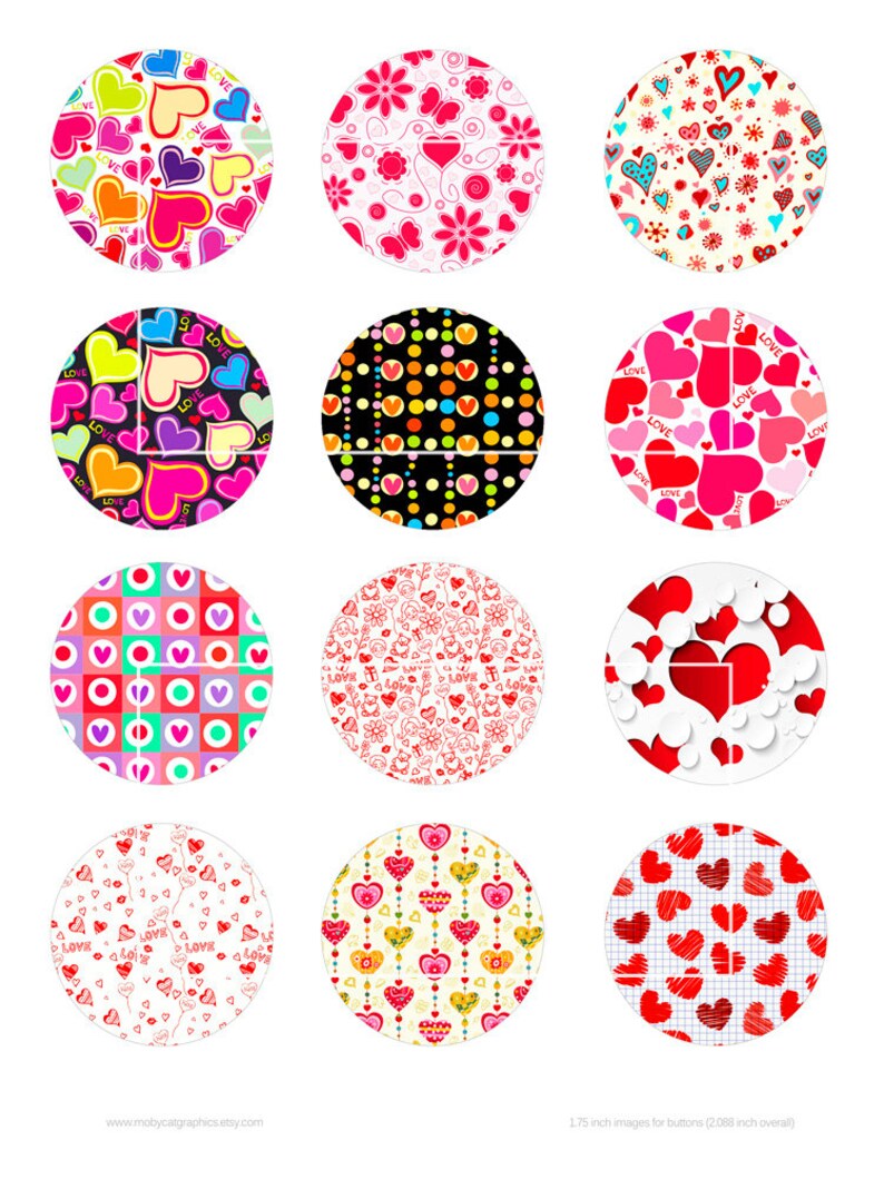 Heart Patterns Pinback Button Images 1.75 Inch for 2.088 - Etsy