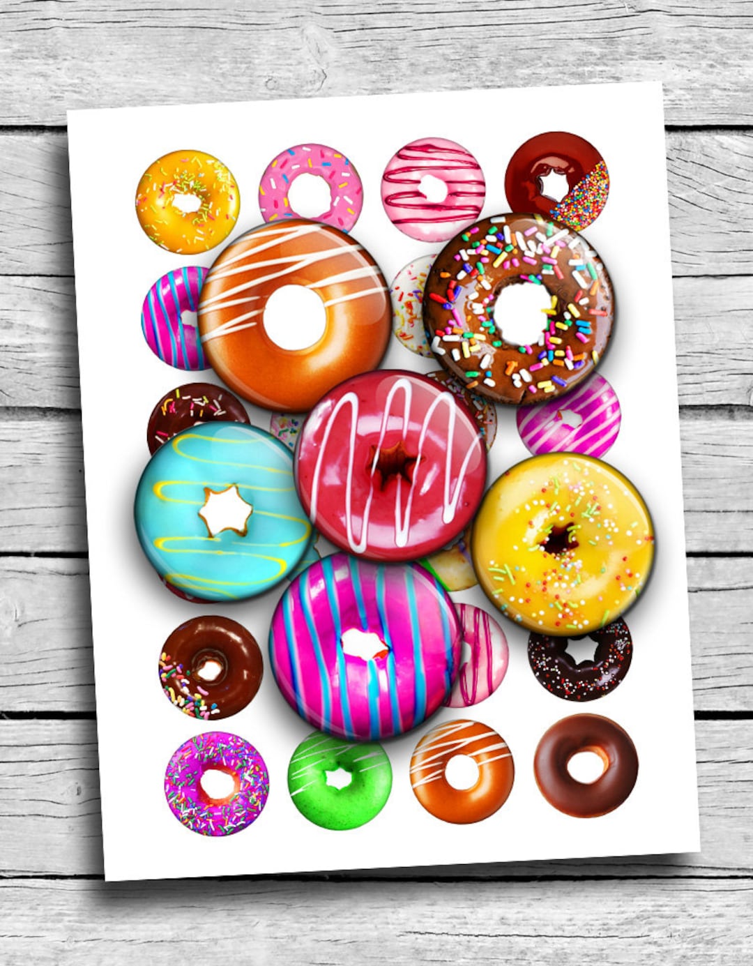 Donuts Printable Round Images 18mm 25mm 1.5" 1" 30mm for Cabochons ...