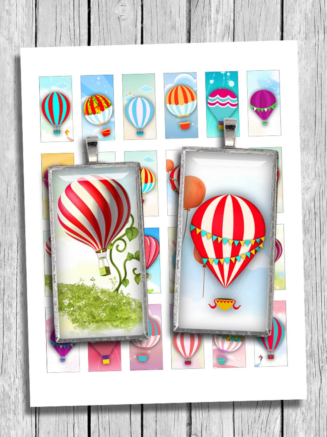 Hot Air Balloons 1x2 Inch Domino Rectangle Printable Images for ...