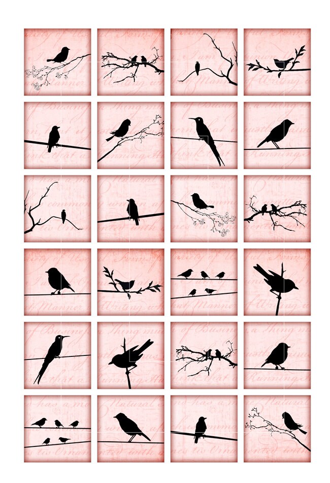 Bird Silhouettes Square Images 15x15mm 1x1 Inch 1.5x1.5 Inch - Etsy