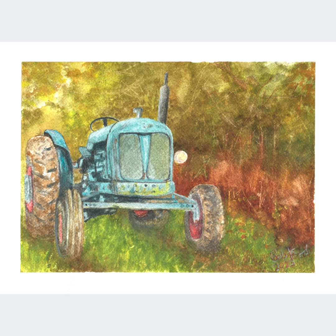 Original Watercolour Painting, Old Tractor in Country Lane, Dorset ...