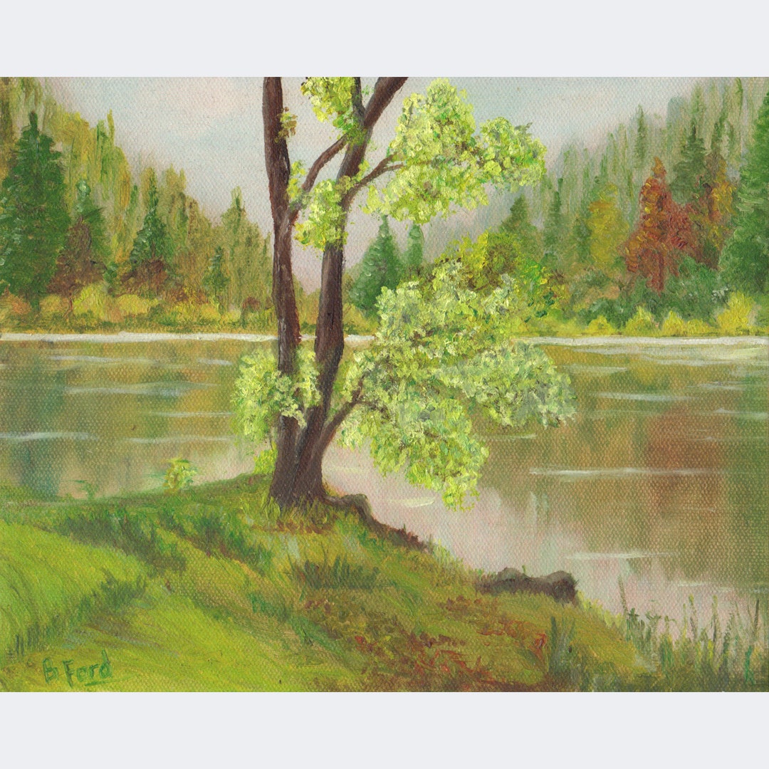 Original Oil Painting Yew Tree Tarn Lake District Cumbria - Etsy