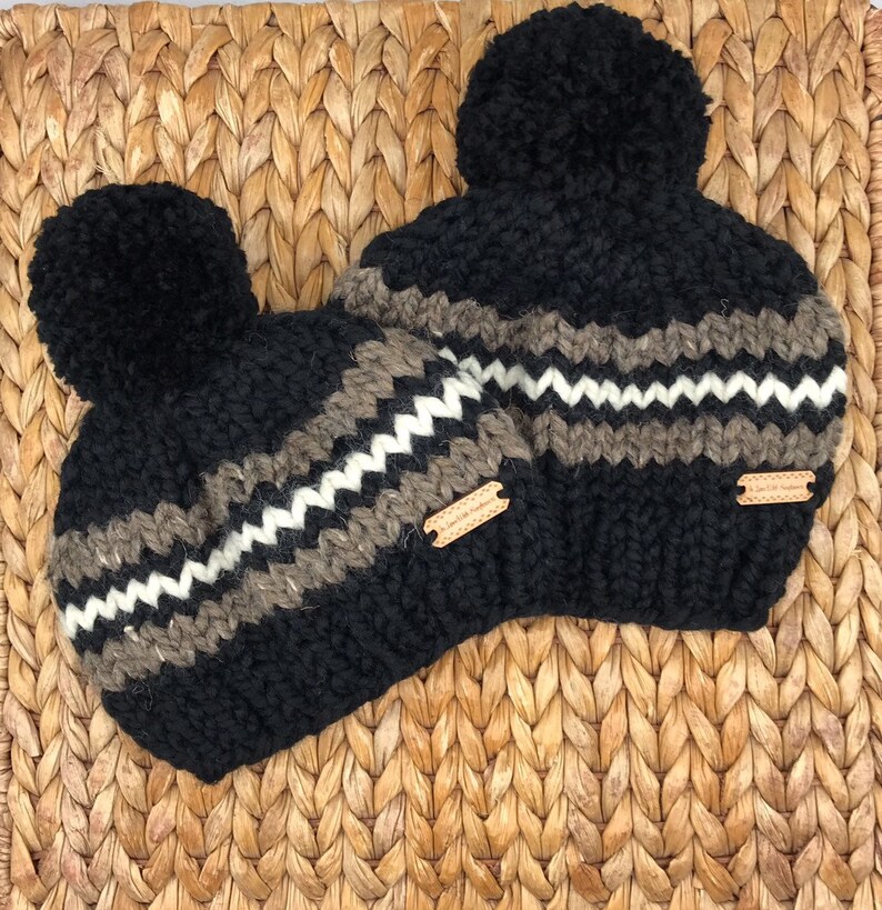 Knit Hat for Boy - Black Beanie With Pom - Toddler and Child Sizes ...